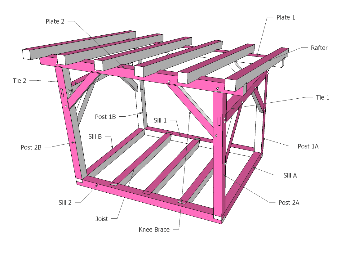 8 x 10 Timber Frame Plan (with sills) - Star Hill Timberworks